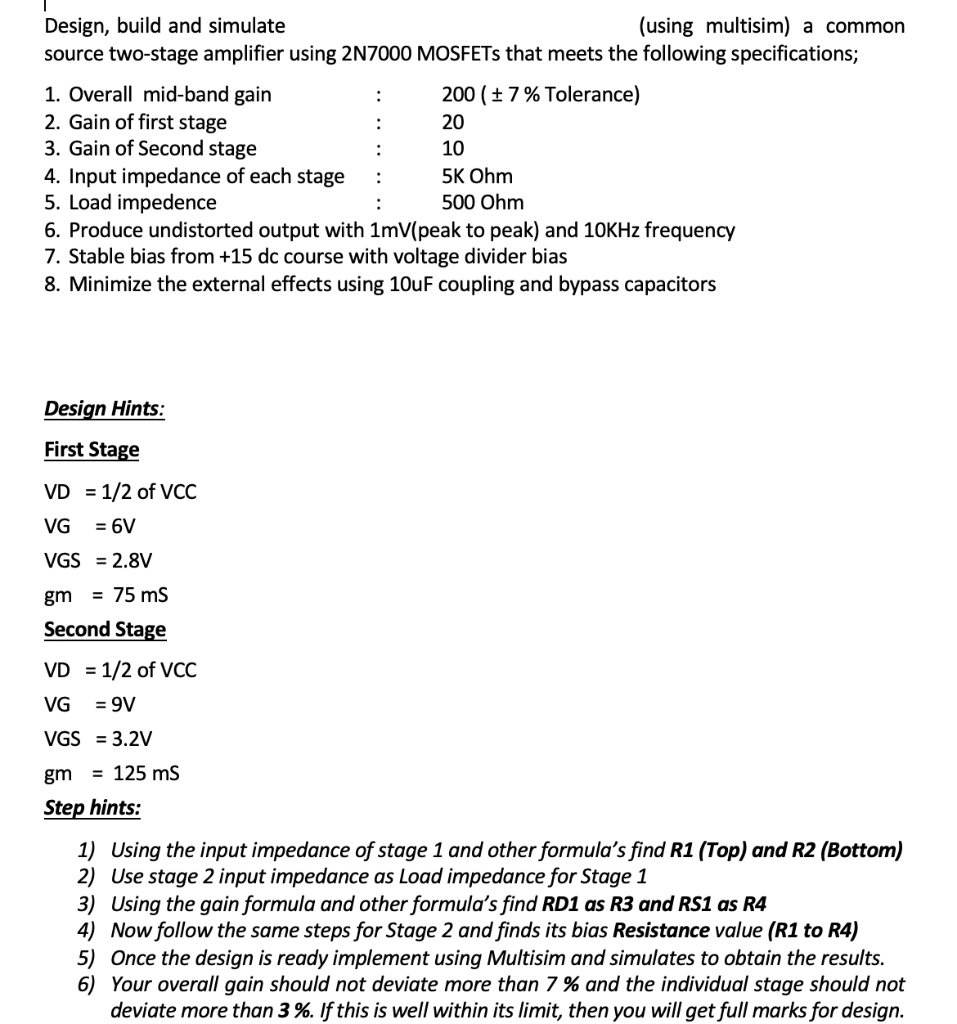 SOLVED: I need help with the calculations, please. Design, build, and simulate (using Multisim ...