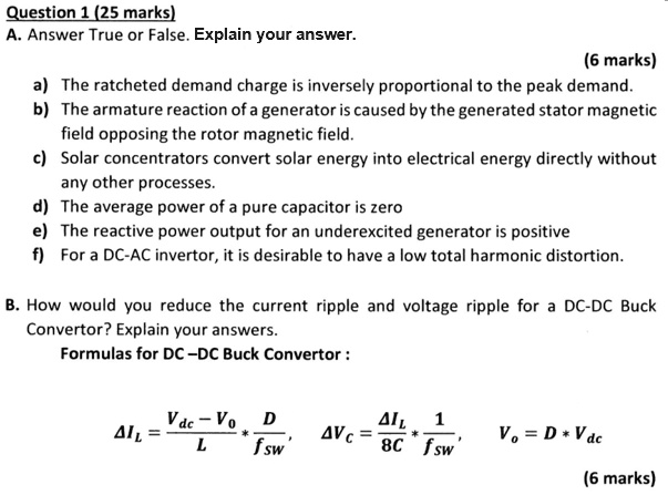 SOLVED: Question 1 (25 marks) A. Answer True or False. Explain your ...