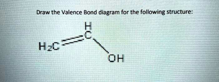 Draw the Valence Bond diagram for the following structure: H C H2C=C-OH