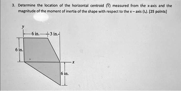 3. Determine the location of the horizontal centroid (Y̅) measured from the x-axis and the ...