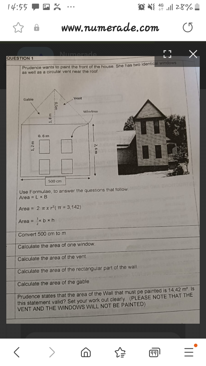SOLVED: Calculate the area of the vent Calculate the rectangular part ...