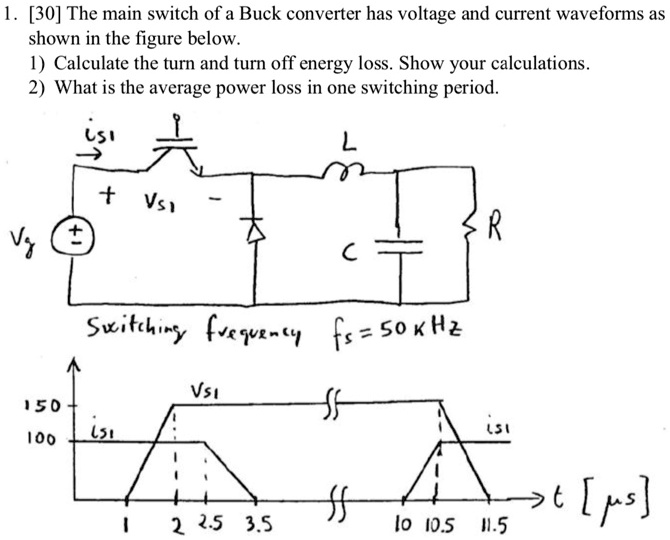 Solved The Main Switch Of A Buck Converter Has Voltage And Current Waveforms As Shown In The 9905