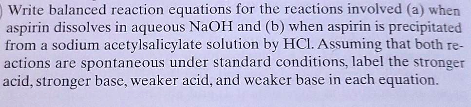 Solved Write Balanced Reaction Equations For The Reactions Involved