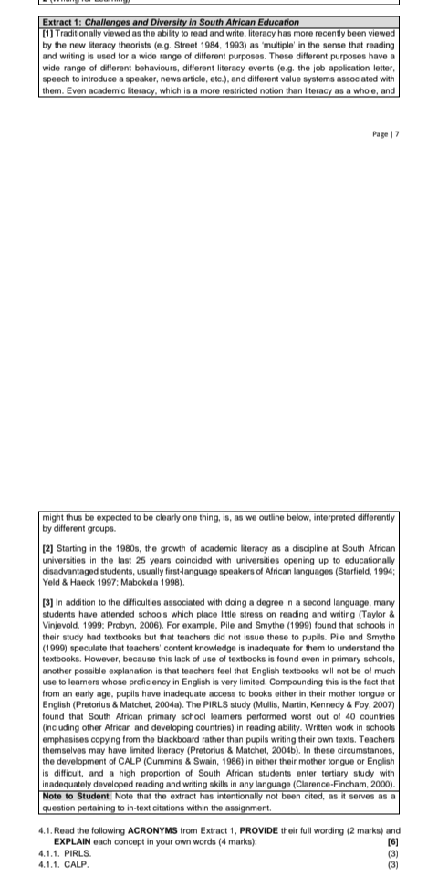 Extract 1: Challenges and Diversity in South African Education [1 ...