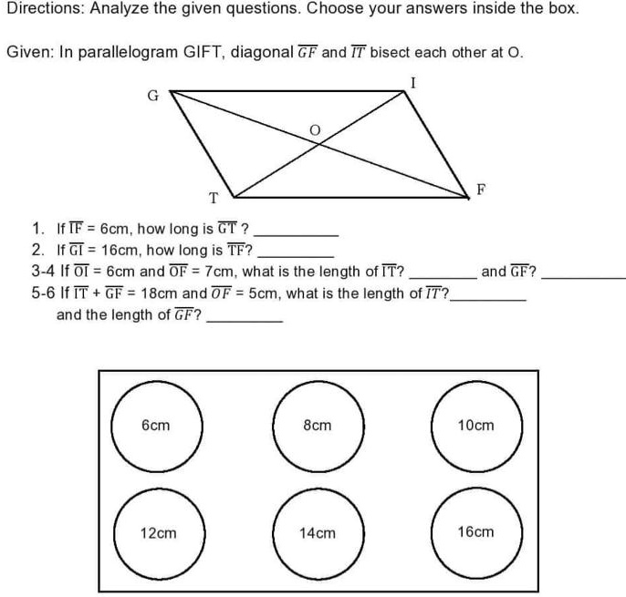 SOLVED:Directions: Analyze the given questions. Choose your answers ...