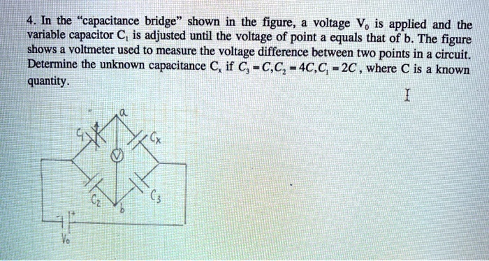 SOLVED: In the capacitance bridge shown in the figure, a voltage V is ...