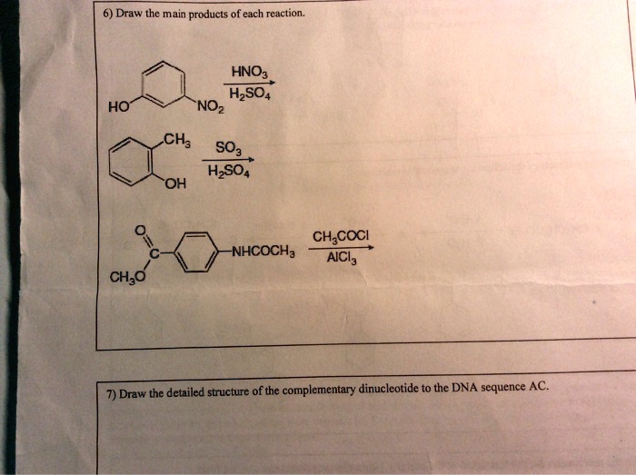 SOLVED: Draw the main products of each reaction. HNO3 + H2SO4 â†’ NO2 HO- CH3COOH + H2SO4 â ...