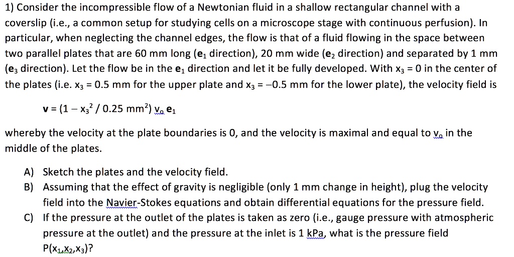SOLVED: Consider the incompressible flow of a Newtonian fluid in a ...