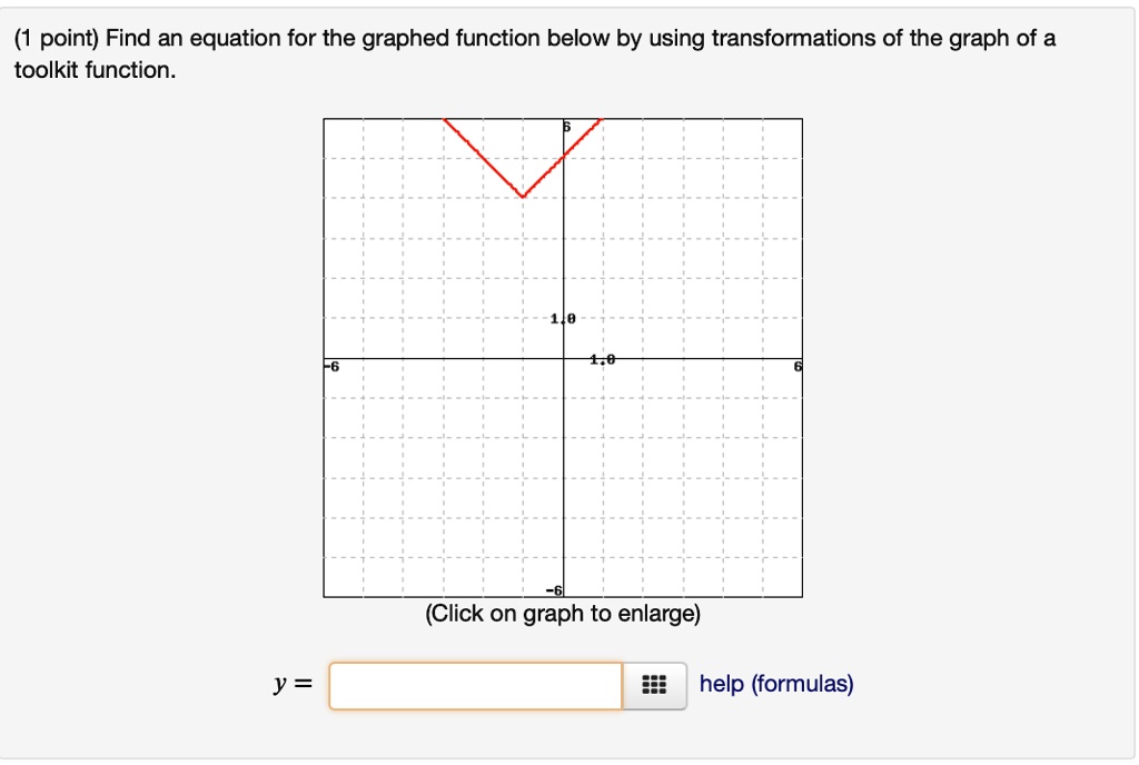 SOLVED: (1 point) Find an equation for the graphed function below by ...