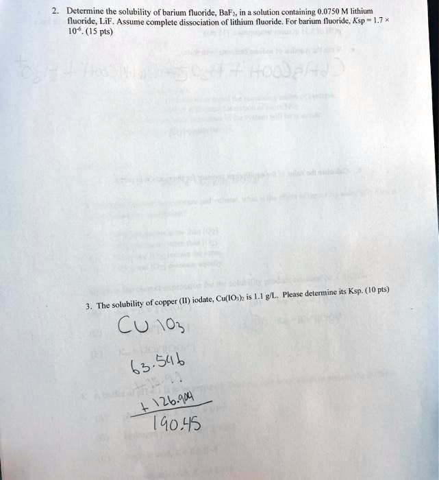 SOLVED: Determine the solubility of barium fluoride, BaF2, in a ...
