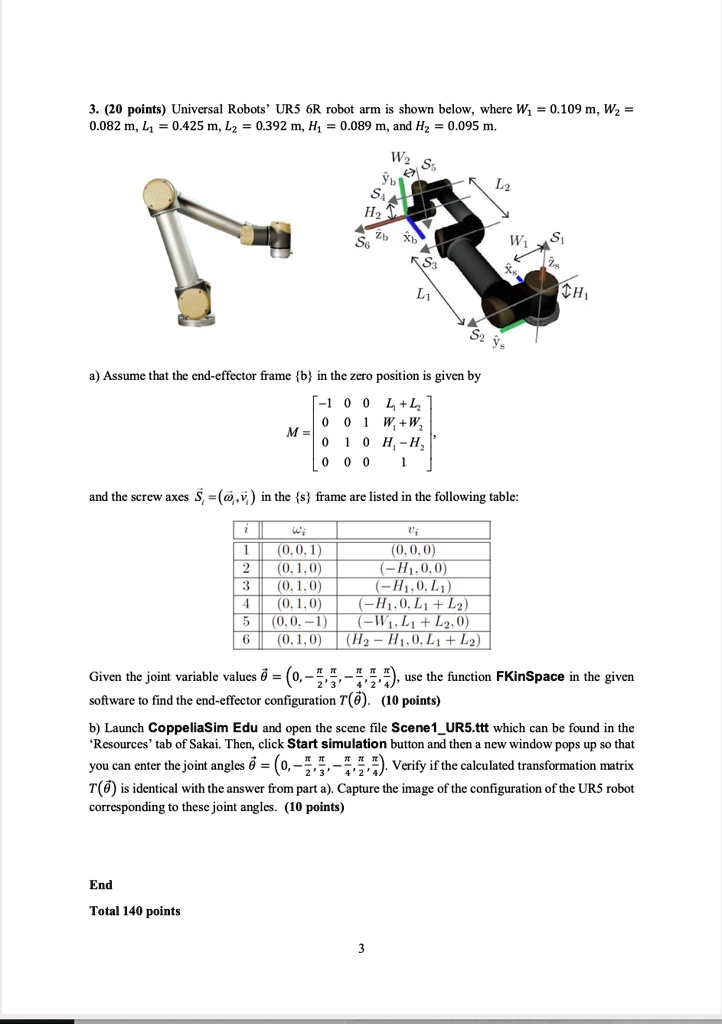 SOLVED: 3. (20 points) Universal Robots UR5 6R robot arm is shown below, where W = 0.109 m, W ...