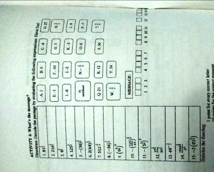 ACTIVITY 4: What's the message? Directions: Decode the passage by ... ACTIVITY 4: What's the message? Directions: Decode the passage by ...