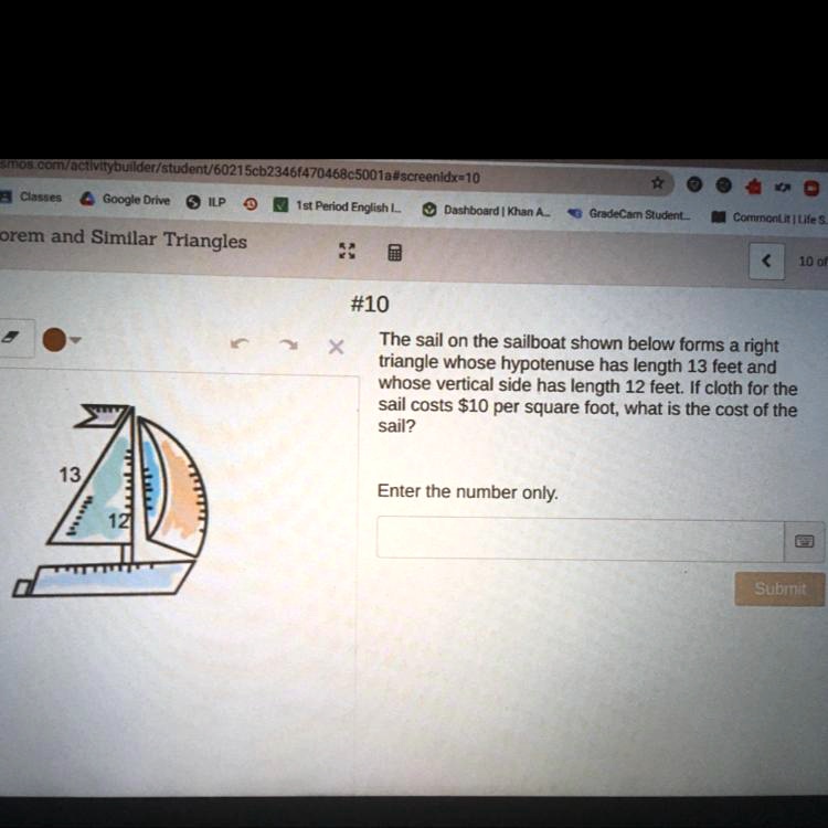 SOLVED: The sail on the sailboat shown below forms a right triangle ...