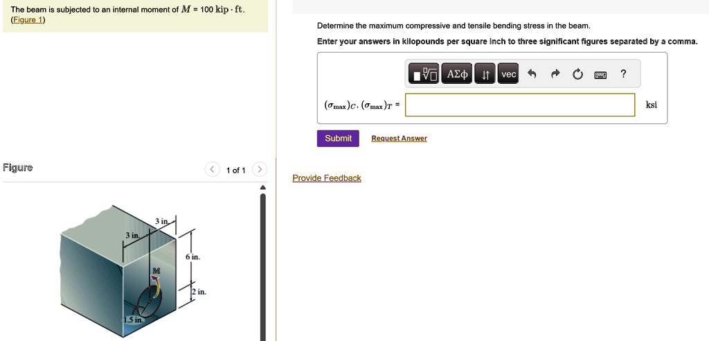 the beam is subjected to an internal moment of m 100 kip ft figure 1 ...