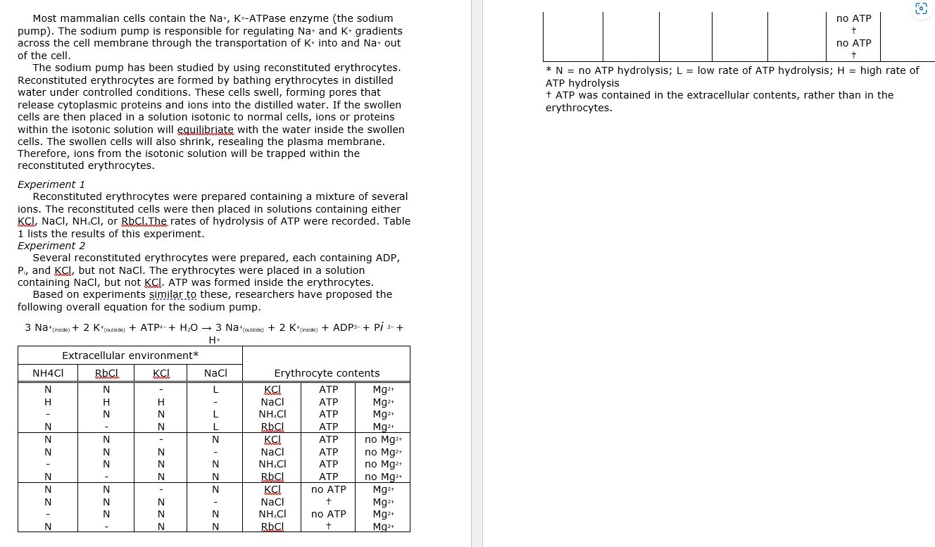 SOLVED: Most mammalian cells contain the Na^+, K+-ATPase enzyme (the ...