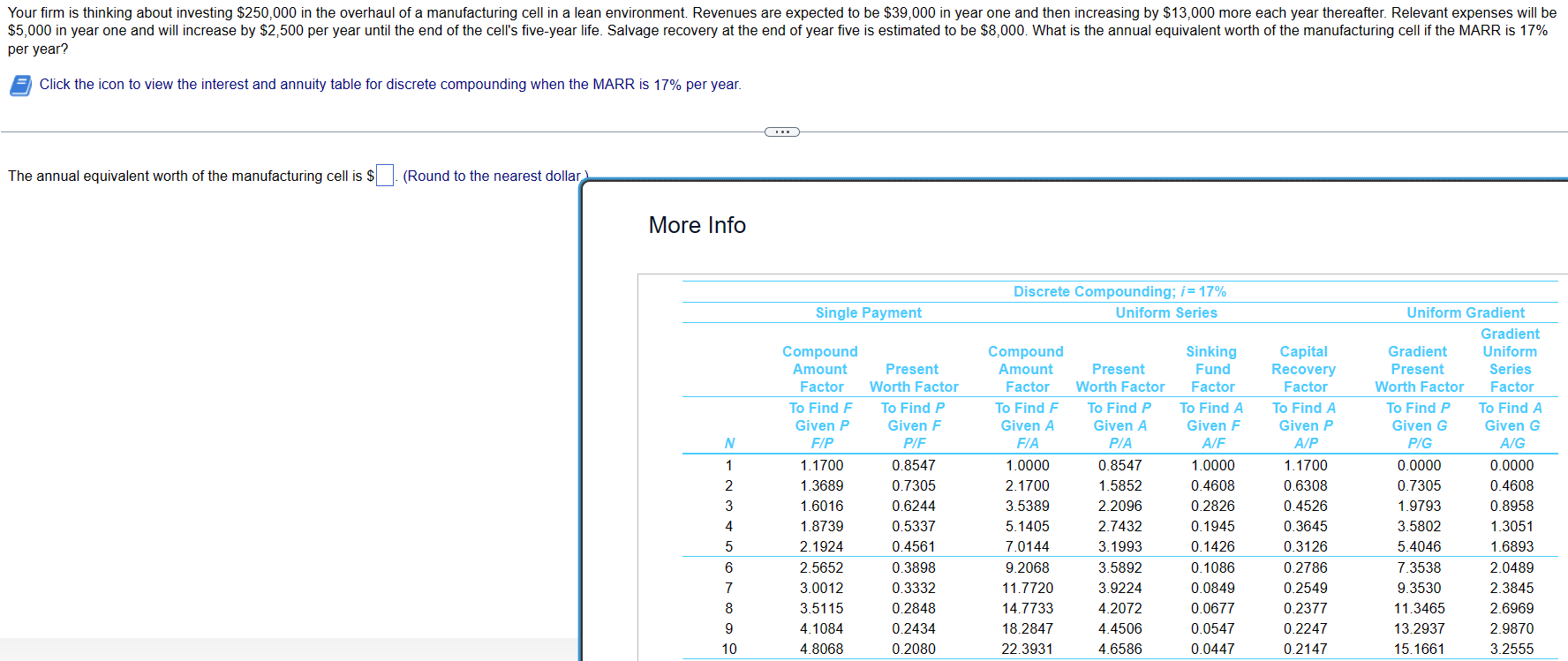 per year? Click the icon to view the interest and annuity table for ...