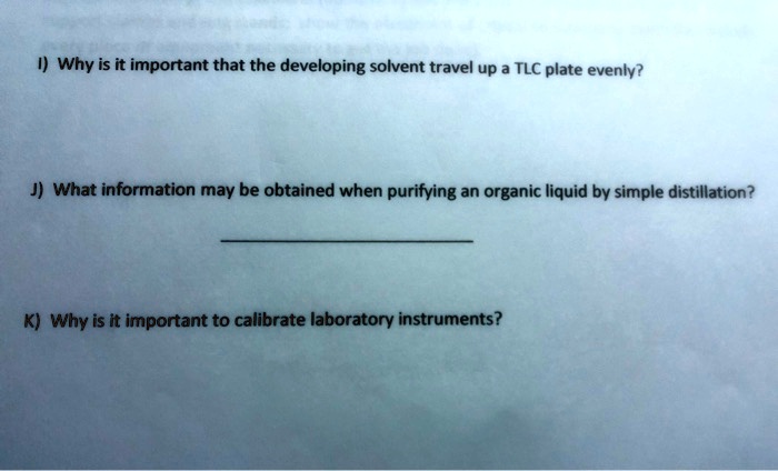 SOLVED:Why is it important that the developing solvent travel up TLC ...