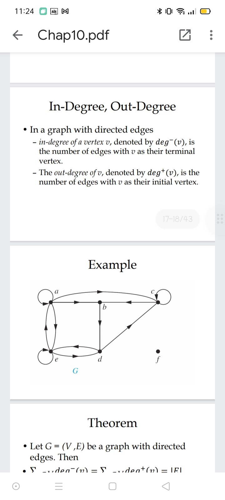 SOLVED: 11: 24 ? ?? ← Chap10.pdf In-Degree, Out-Degree - In a graph ...