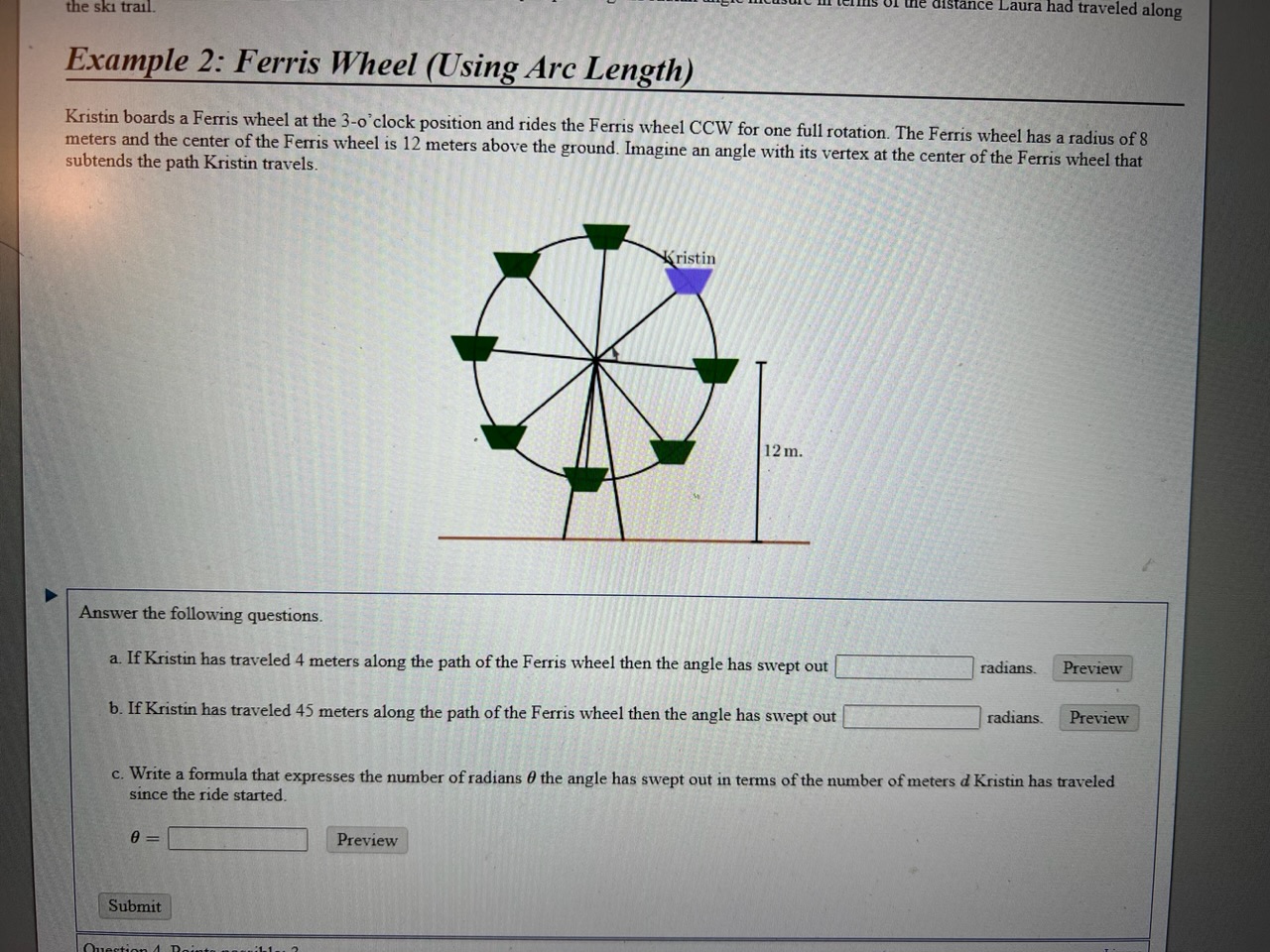 SOLVED: the sk1 trail. Laura had traveled along Example 2: Ferris Wheel ...