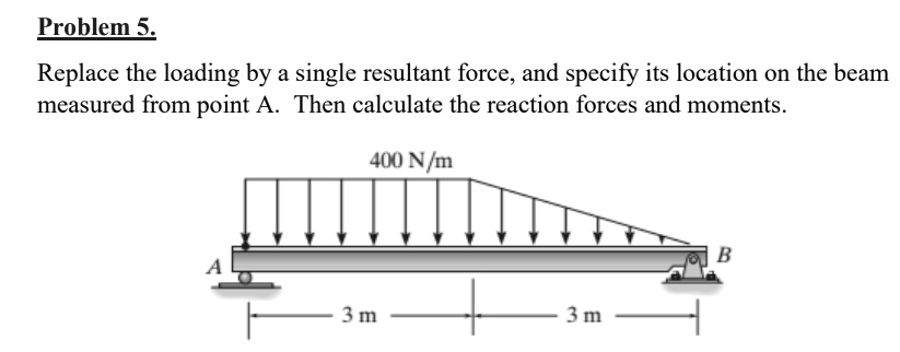 SOLVED: Problem 5. Replace the loading by a single resultant force, and specify its location on ...