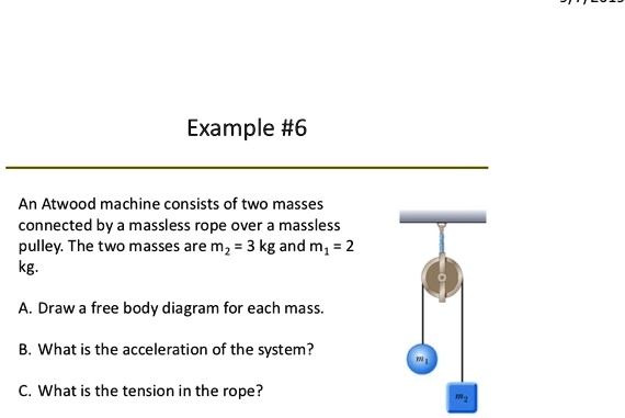Example 6 an atwood machine consists of two masses connected...
