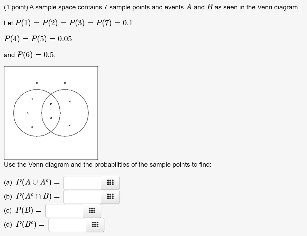 SOLVED: point) A sample space contains 7 sample points and events A and ...