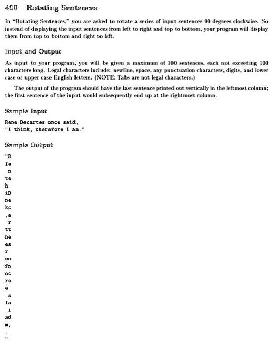 Solved 490 Rotating Sentences In Rotating Sentences You Are Asked To Rotate A Series Of Input
