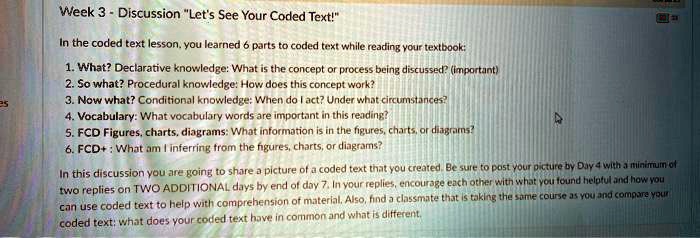 Week 3 - Discussion "Let's See Your Coded Text!" In the coded text ...