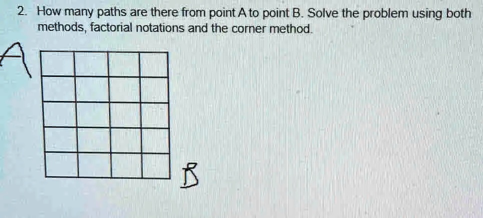 SOLVED: 2 How many paths are there from point A to point B. Solve the problem using both methods ...