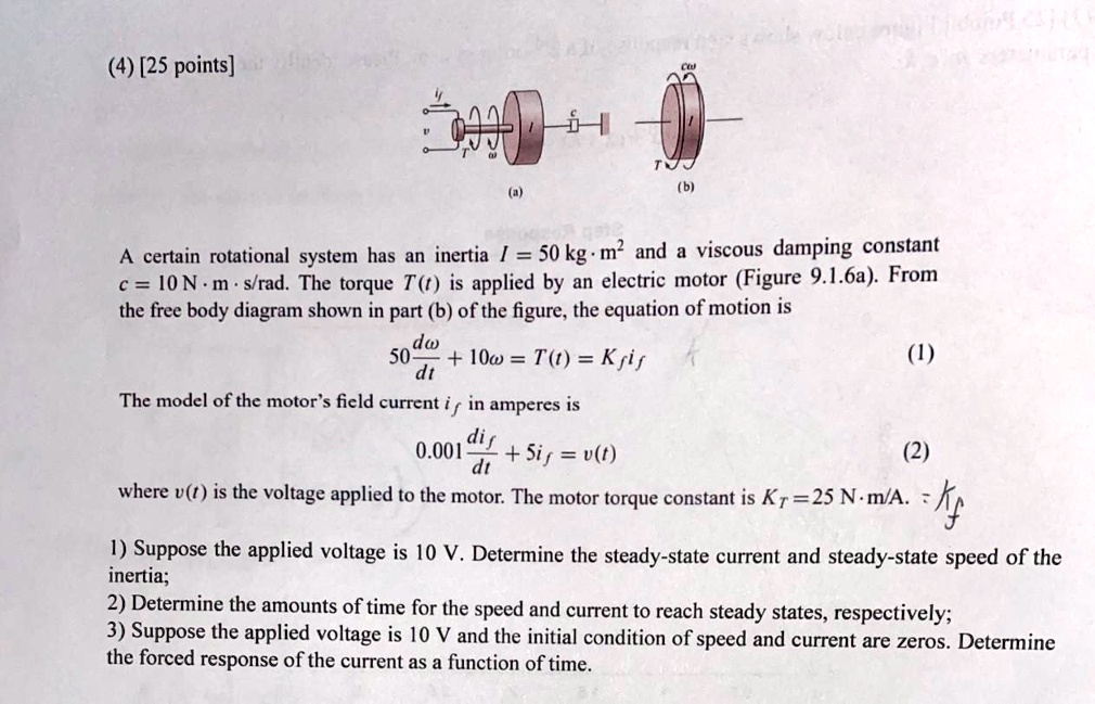 4 25 points certain rotational system has inertia 50 kg m and a viscous ...