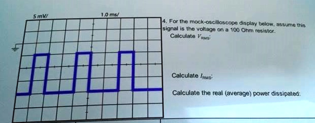 SOLVED: Calculate: Vrms Irms and the real average power SmV/ 1.0ms/ 4 ...