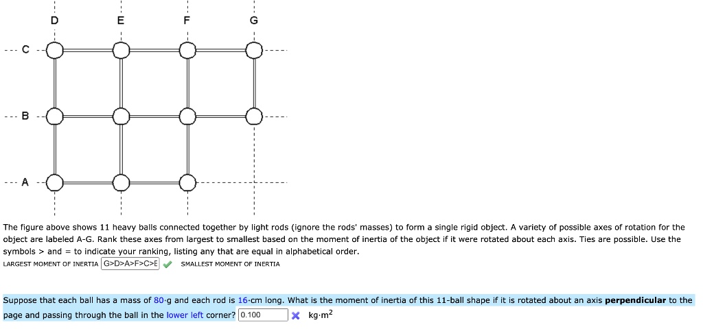 SOLVED: The figure above shows 11 heavy balls connected together by light rods (ignore the rods ...