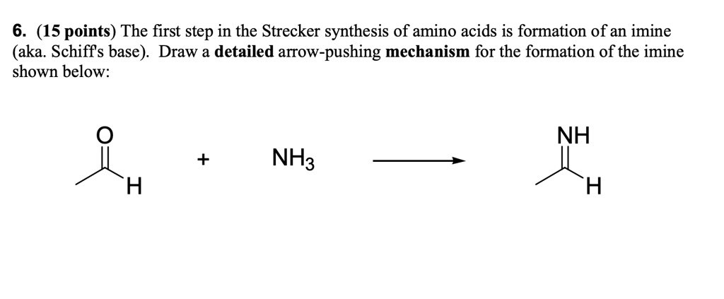 SOLVED: 6. (15 points) The first step in the Strecker synthesis of ...