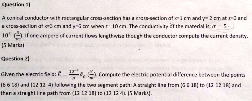 SOLVED:Question 1) A conical conductor with rectangular cross-section ...