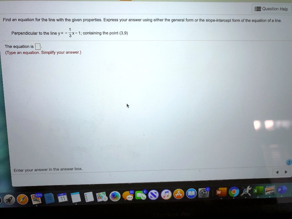 SOLVED: Question Help Find an equation for the Iine with the given ...