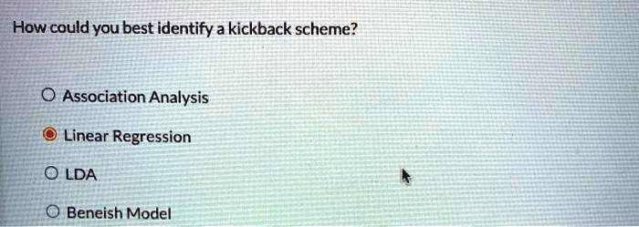 How could you best identify a kickback scheme? Association Analysis ...