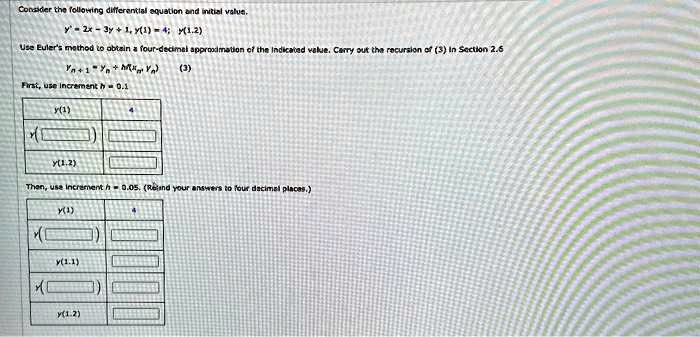 Solved Texts Consider The Following Differential Equation And Initial Value Y 2x 3y Y 4227