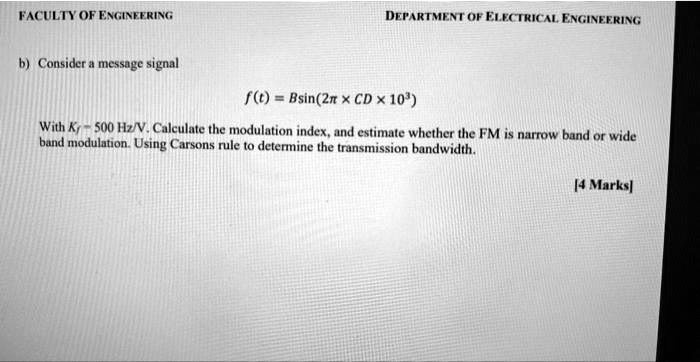 SOLVED: FACULTY OF ENGINEERING DEPARTMENT OF ELECTRICAL ENGINEERING b ...