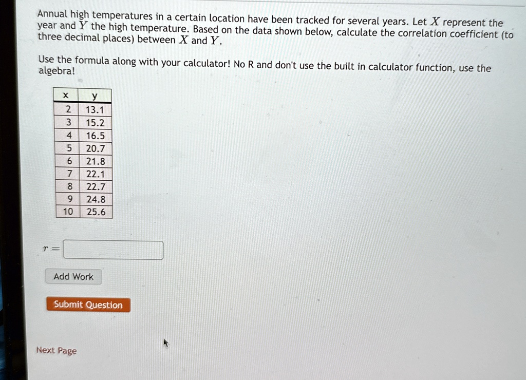 annual high temperatures in a certain location have been tracked for ...