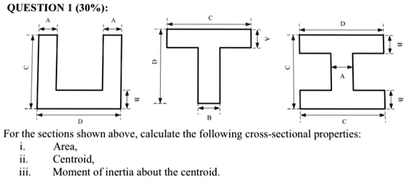 SOLVED: QUESTION (3u"): For the sections shown above, calculate the following cross-sectional ...