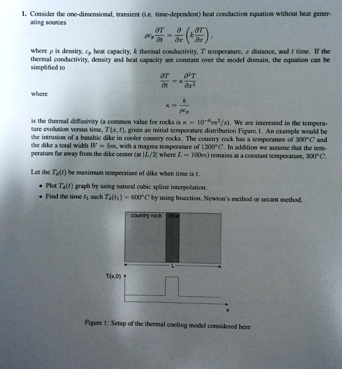 Solved Consider The One Dimensional Transient I E Time Dependent