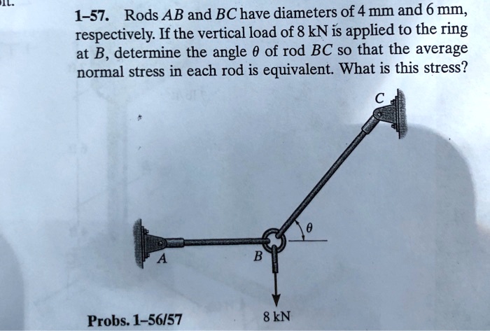 1-57. Rods AB and BC have diameters of 4 mm and 6 mm,...