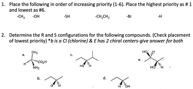 SOLVED:Place the following in order of increasing priority (1-6). Place ...