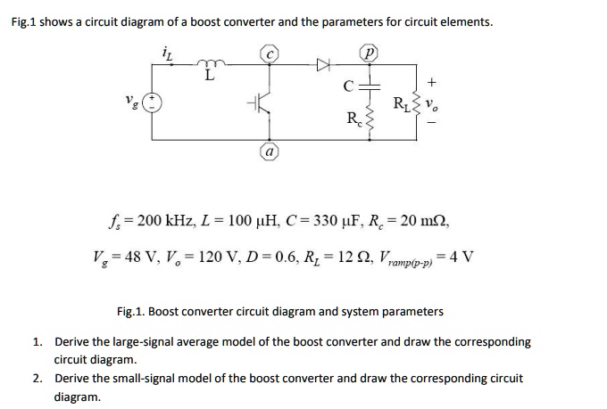 Fig.1 shows a circuit diagram of a boost converter and the parameters ...