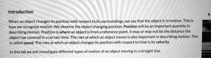 introduction when an object changes its position with respect to its ...
