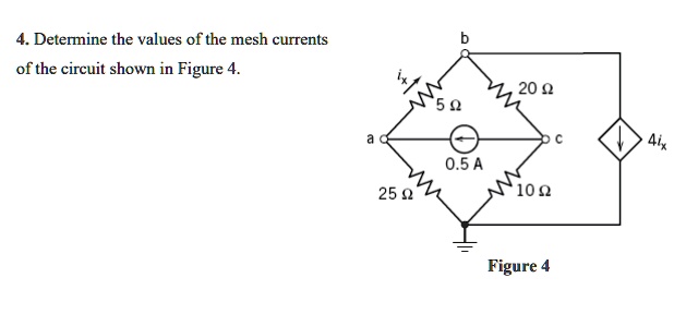 SOLVED: Determine the values of the mesh currents of the circuit shown in Figure 4. 200 250 100 ...