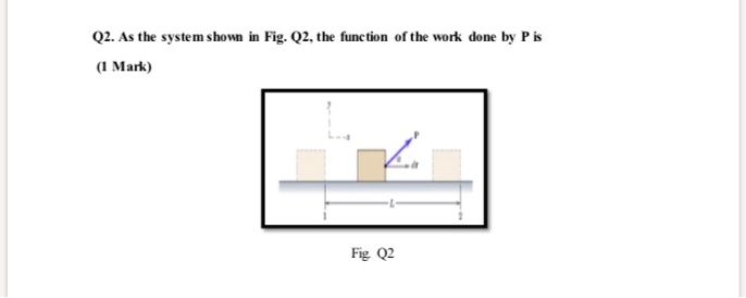 SOLVED: Q2. As the system shown in Fig. Q2, the function of the work done by P is
