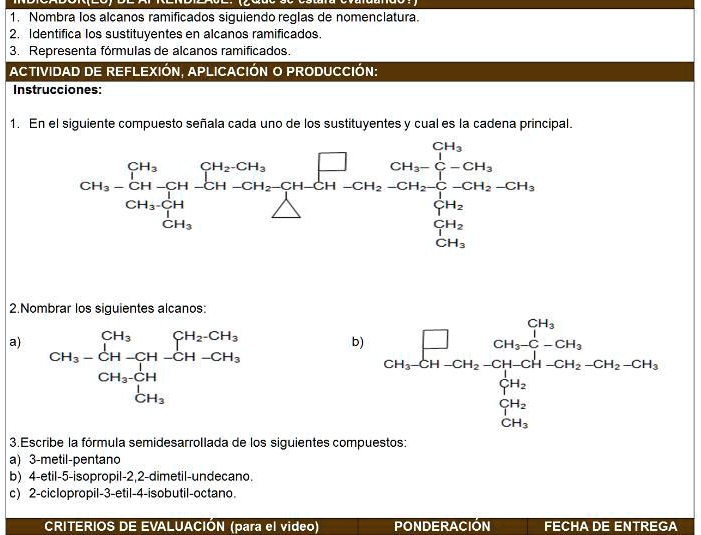 SOLVED: ayuda porfa es quimica Nombra os alcanos ramificados siguiendo ...