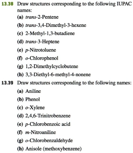 SOLVED: 13.38 Draw structures corresponding to the following IUPAC names: trans-2-Pentene (b ...