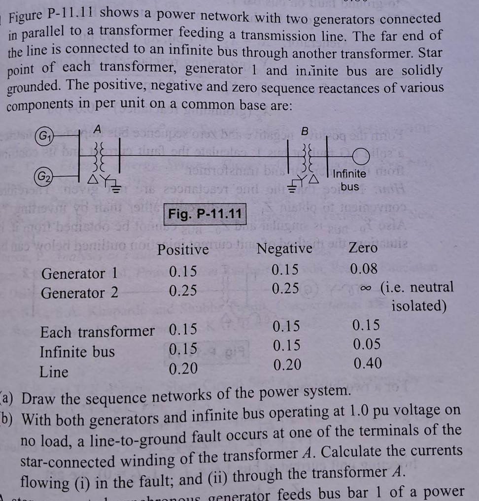 [GET ANSWER] Figure P-11.11 shows a power network with two generators connected in parallel to a ...